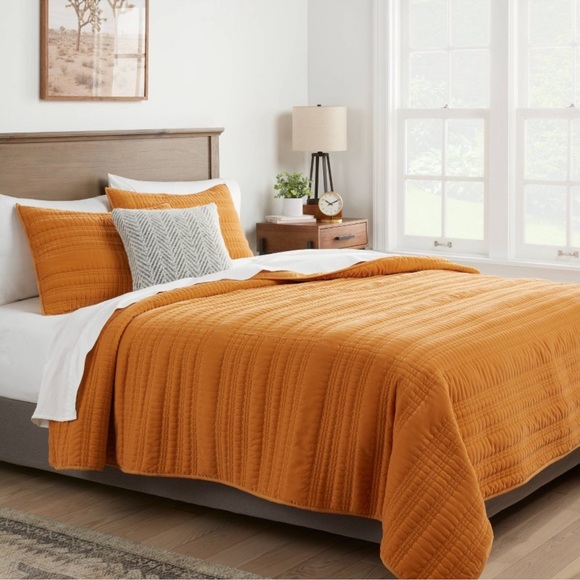 Threshold | Bedding | King Lofty Velvet Quilt Dark Gold Threshold ...